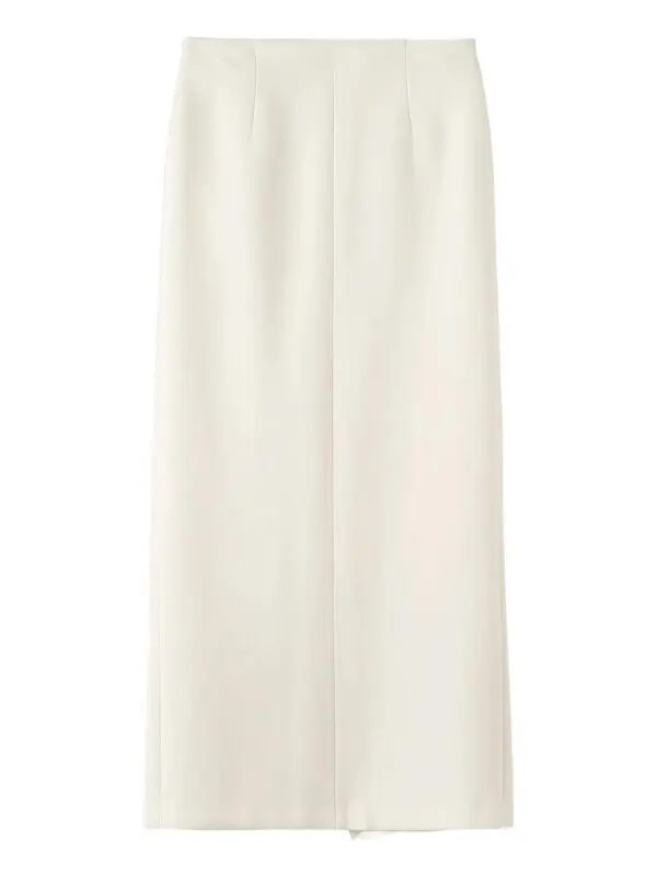 Almada Label Ankle-length Column Skirt - Cream