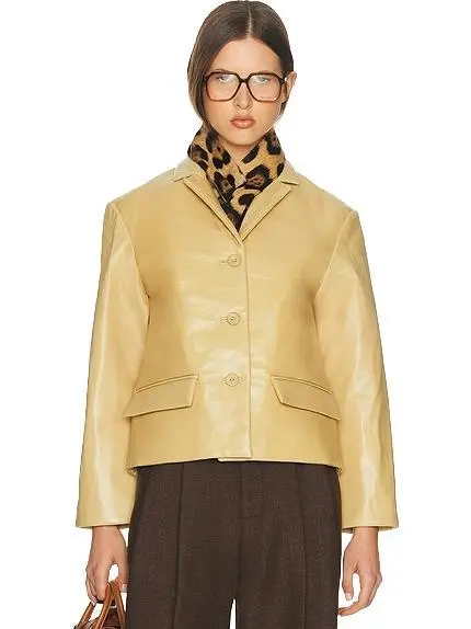 HELSA Puffy Leather Jacket - Maize