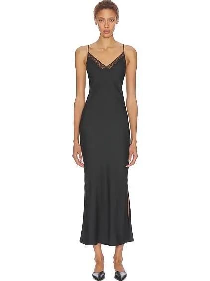 THE ROW Barina Lace-trimmed Silk Maxi Dress - Black