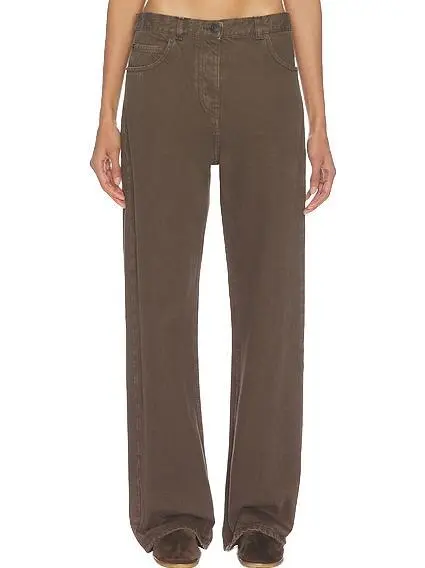 THE ROW Finbar Relaxed Leg Jeans - Brown Grey