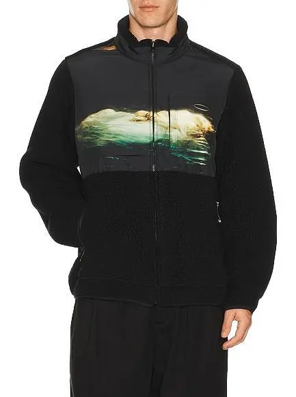 Undercover Polartec Boa Fleece Jacket With Graphic Panel - Black