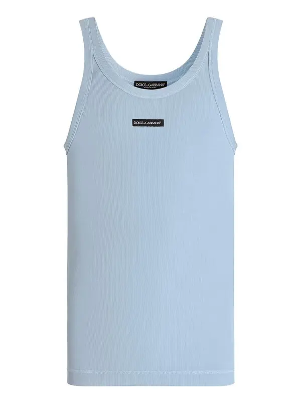 Dolce & Gabbana Cotton Tank Top With Print - Azure