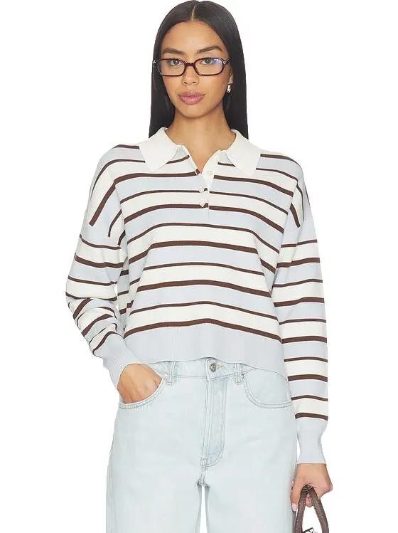 525 America Seraphina Cropped Rugby Pullover - Arctic Ice Stripe