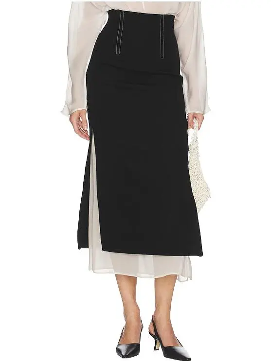 HELSA Layered Skirt - Black & Ivory