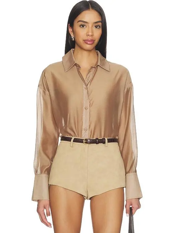4TH & RECKLESS Gracey Sheer Shirt - Taupe