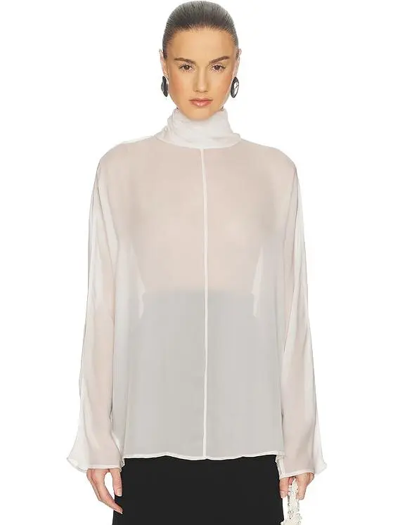 HELSA Dolman Popover Top In Cupro - Ivory