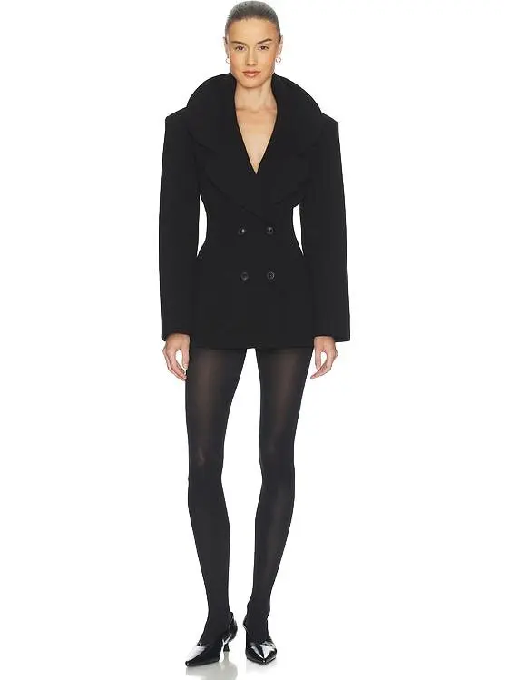 HELSA The Rampling Blazer In Thick Crepe - Black
