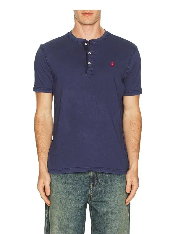 Polo Ralph Lauren Short Sleeve Slub Jersey Henley Tee In Navy - Cruise Navy