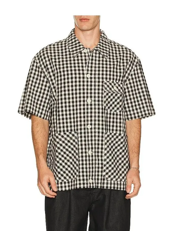 KAPPY DESIGN Gingham Check Linen Shirt - Black