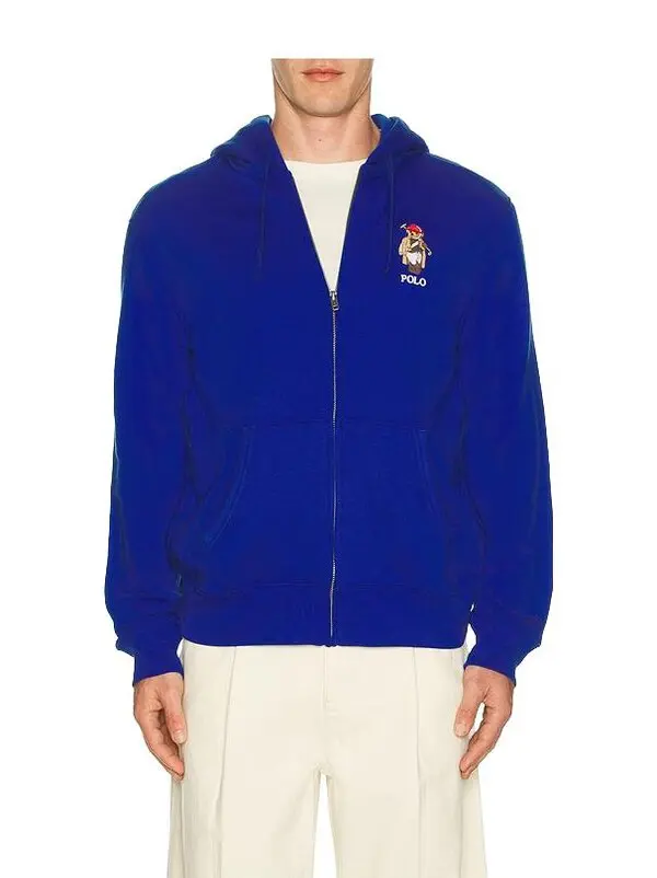 Polo Ralph Lauren Novelty Polo Society Bear Full-zip Hooded Sweatshirt In Royal - Sapphire Star