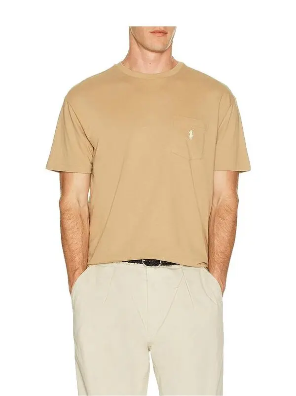Polo Ralph Lauren Short Sleeve Crewneck Pocket Tee In Tan - Cafe Tan