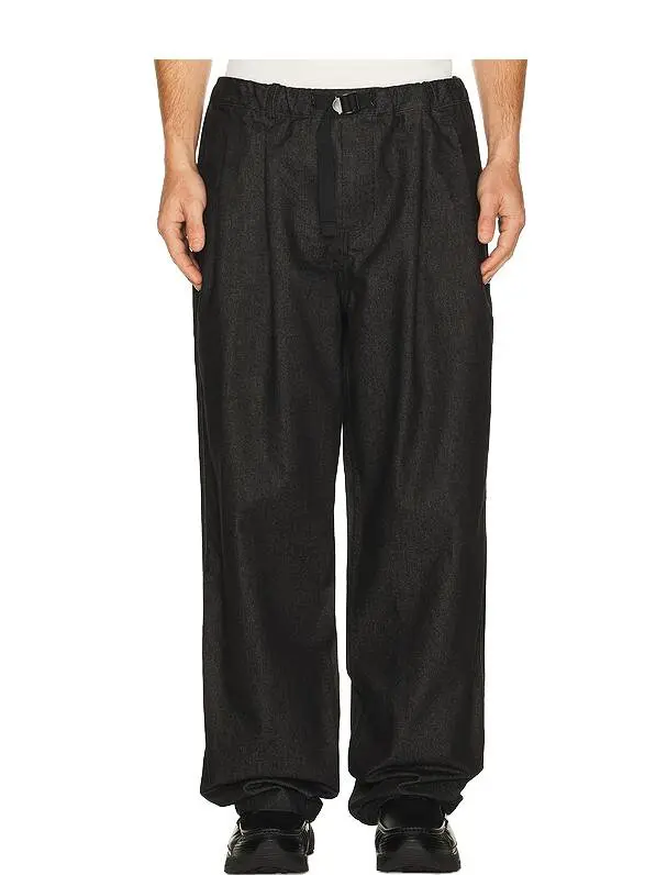 KAPPY DESIGN Two Tuck Wide Denim Pants - Black