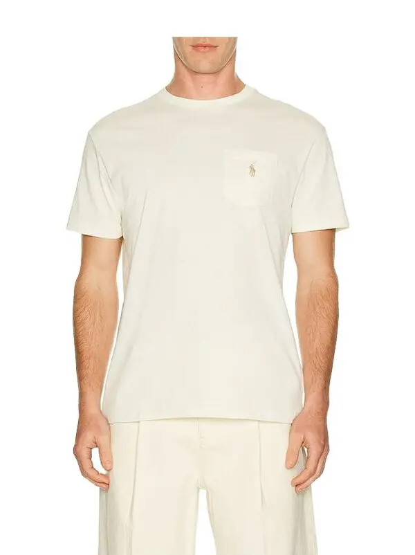 Polo Ralph Lauren Short Sleeve Crewneck Pocket In Cream - Parchment Cream