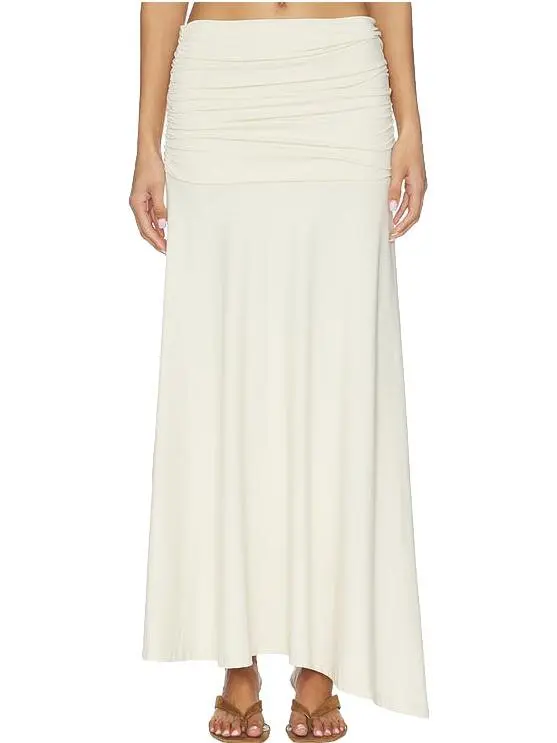 Susana Monaco Gathered Asymmetric Hem Skirt - Buttermilk