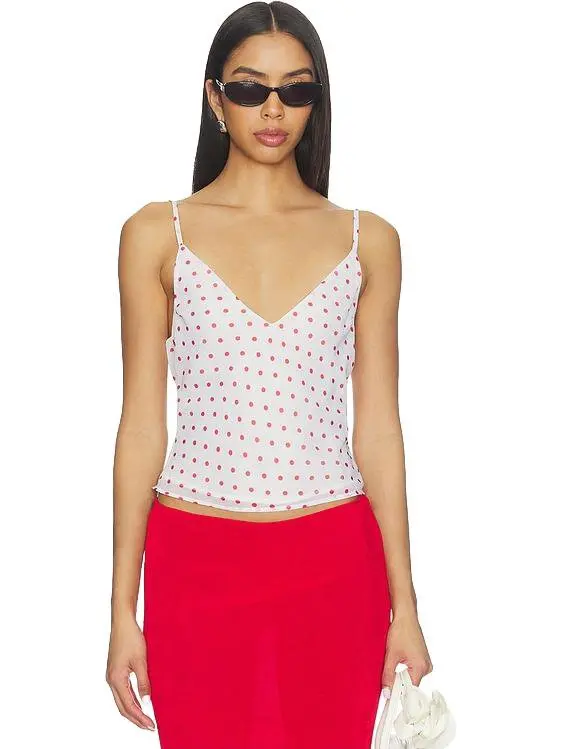 BELLA VENICE X Sila Slip Top - White & Red