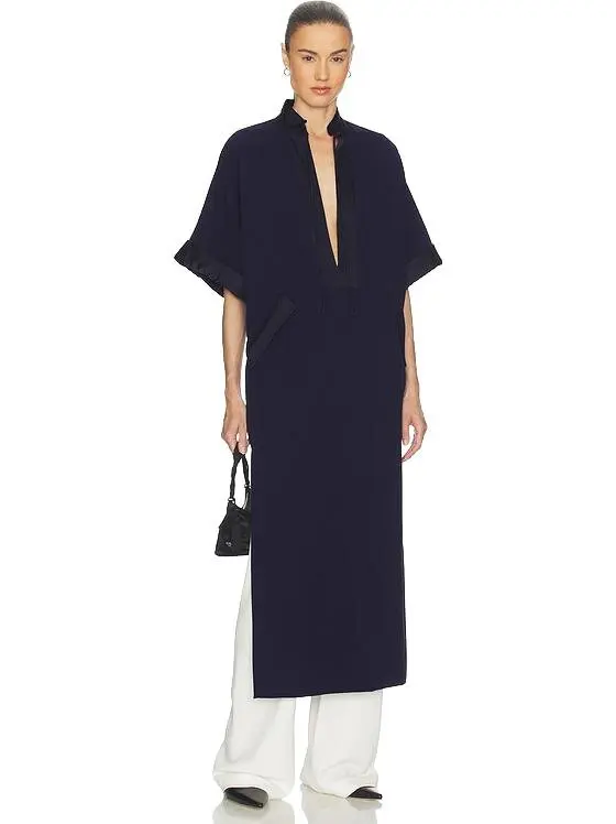 HELSA The Magda Dress In Thick Crepe - Navy