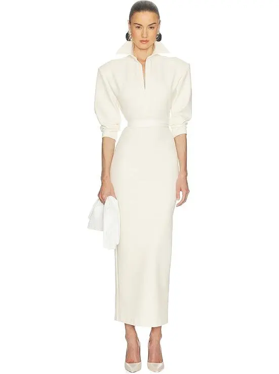 HELSA The Margaux Polo Dress In Thick Crepe - Ivory