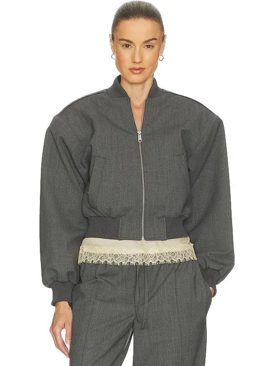 HELSA Wool Blend Bomber Jacket - Medium Heather Grey