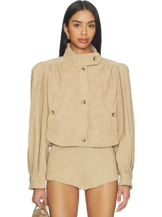 Bardot Leon Vegan Leather Jacket - Soft Beige