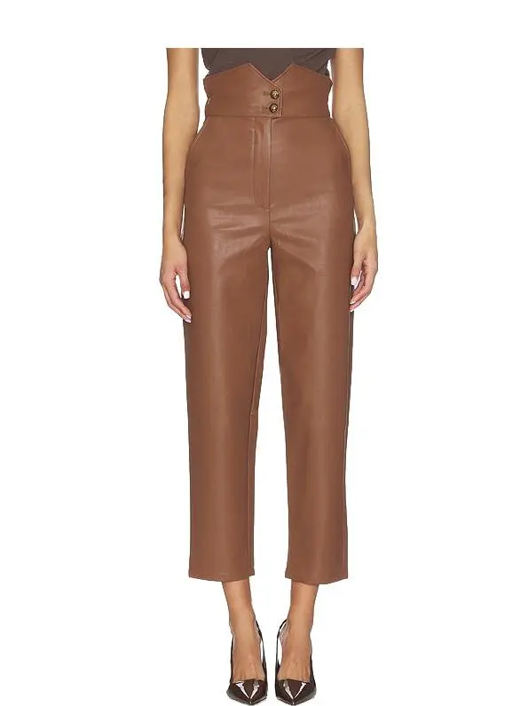 Bardot Aster Vegan Leather Pant - Chestnut