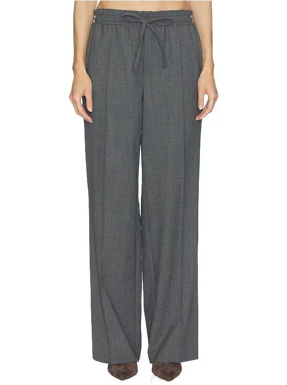 HELSA Wool Blend Drawcord Trousers - Medium Heather Grey