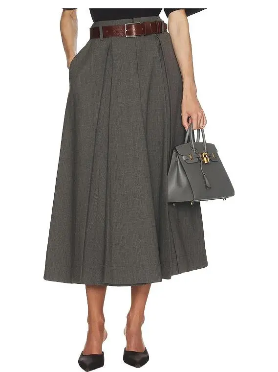 HELSA Wool Blend Pleated Skirt - Medium Heather Grey