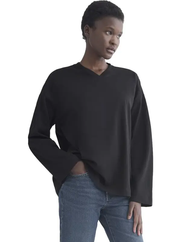 Everlane Retro V-neck Jersey - Black