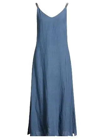 120% Lino Maxi Slip Dress - Slate Blue