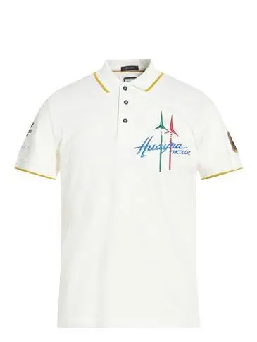 AERONAUTICA MILITARE Frecce Tricolori Polo Shirt Size Cotton, Elastane - White