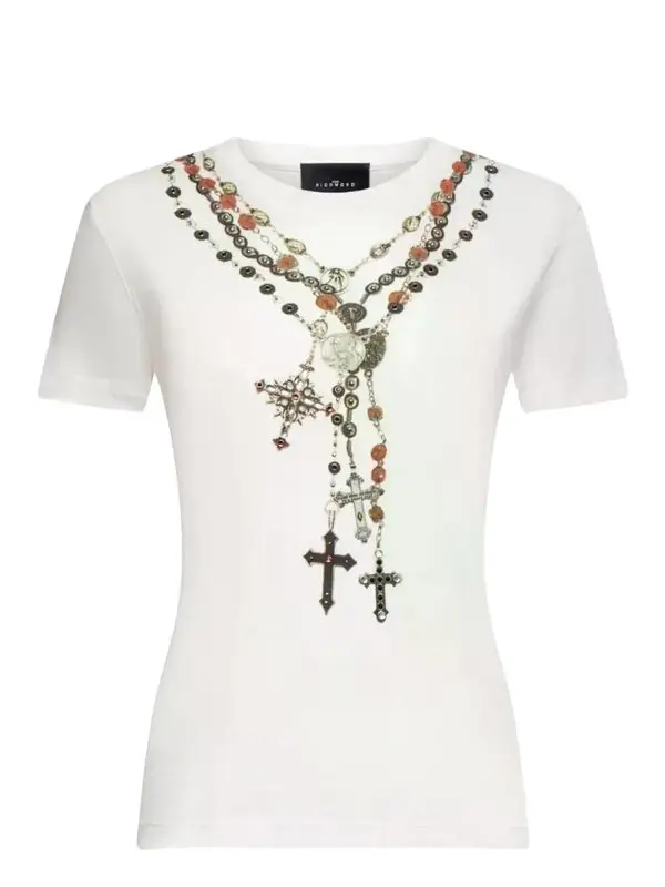 John Richmond Rosary-cross Printed T-shirt - White