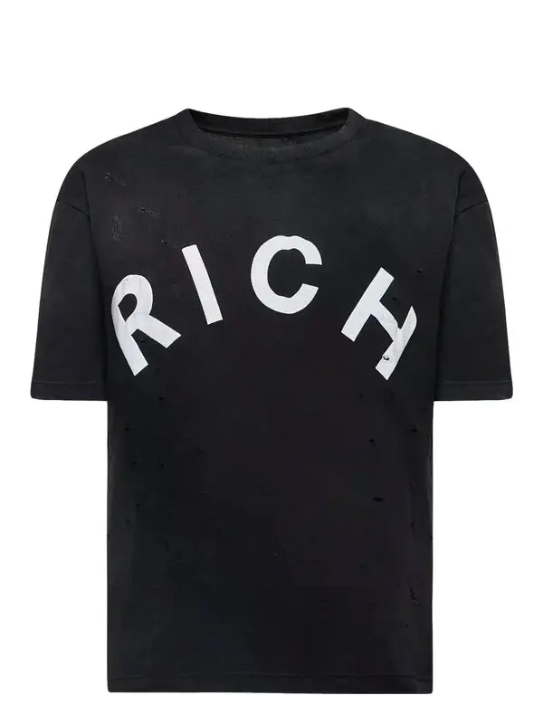 John Richmond Distressed Cotton T-shirt - Black