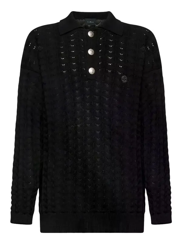 John Richmond Knitted Polo Shirt - Black
