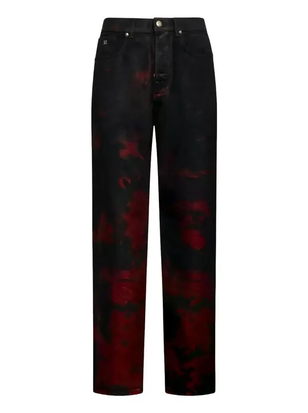 John Richmond Shaded Spray Effect Straight Leg Jeans - Black