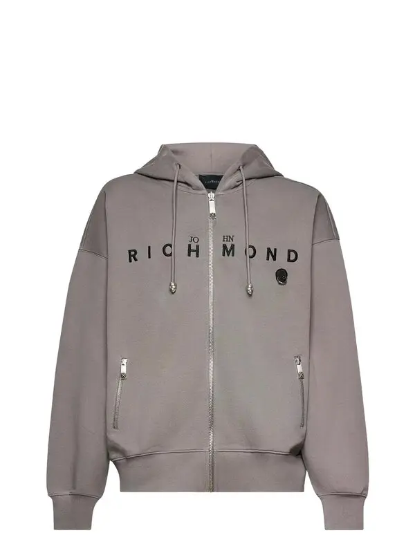 John Richmond Logo-print Zip-up Hoodie - Grey