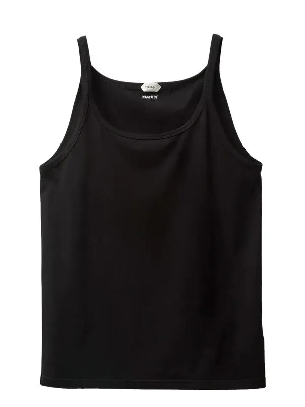 Versace Embroidered Cotton-jersey Tank Top - Black