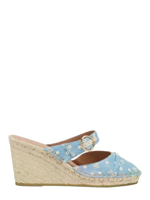 MALONE SOULIERS Farah Floral-printed Wedge Espadrilles - Blue