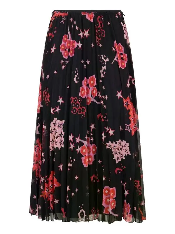 Valentino Garavani Floral Star Pleated Skirt - Black