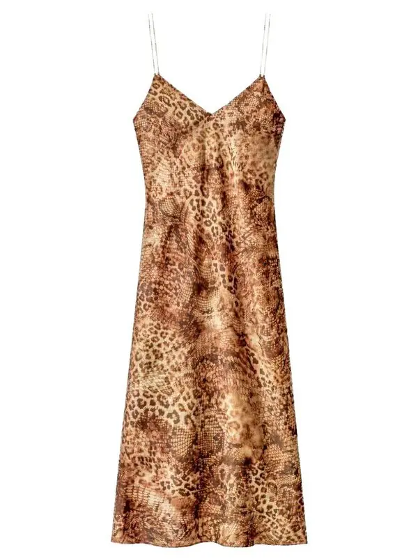 Ba&sh Animal-print V-neck Midi Dress - Brown