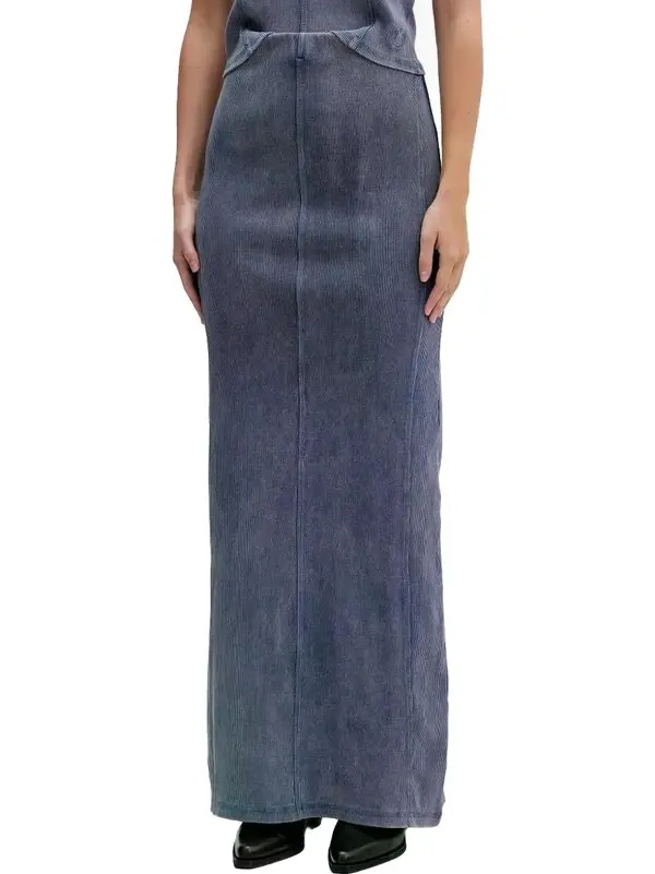 Hugo Nuspray Ribbed Maxi Skirt - Blue