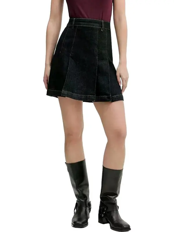 Hugo Gerelise Pleated Denim Mini Skirt - Blue