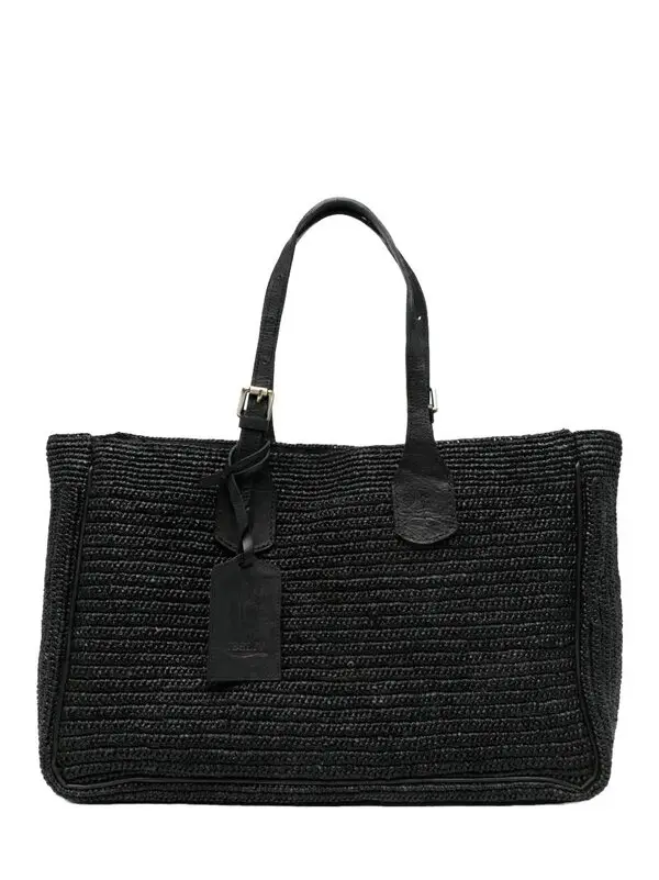 IBELIV Woven Top Handle Shoulder Bag - Black