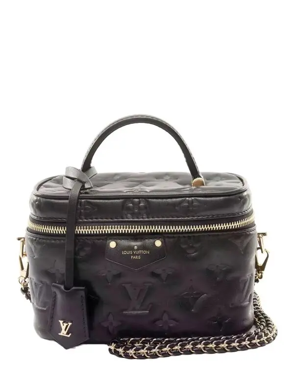 LOUIS VUITTON Monogram Embossed Vanity Pm Satchel - Black