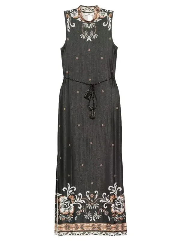 TWINSET Floral Print Beaded Dress - Black