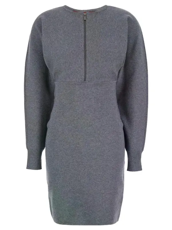 Max Mara Zip Crew-neck Dress - Grey