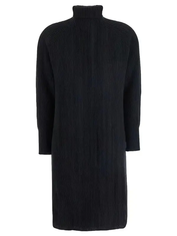 Max Mara Ribbed Turtleneck Dress - Black