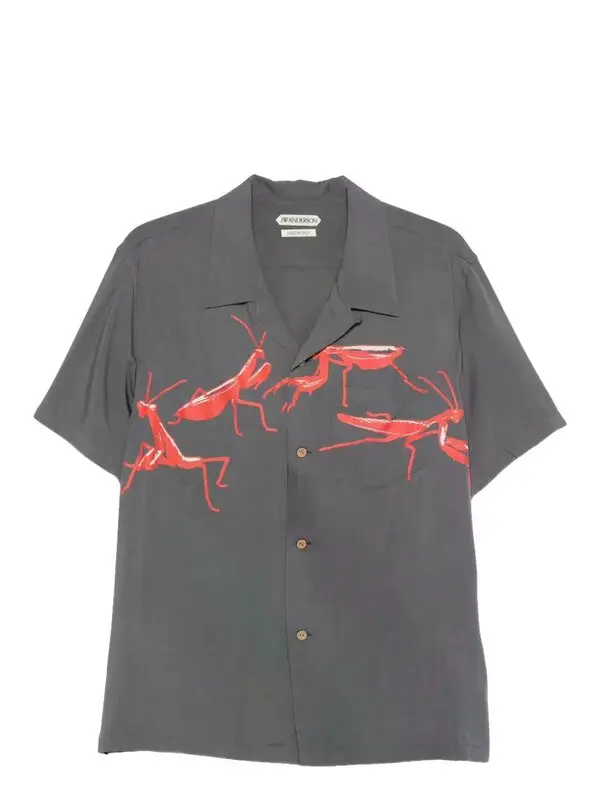 JW Anderson Graphic-print Chest-pocket Shirt - Grey