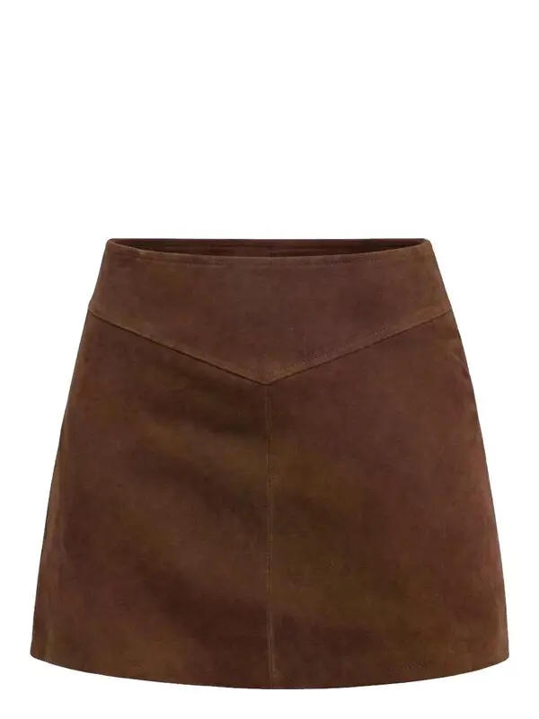REFORMATION Layla Mini Suede Skirt - Brown