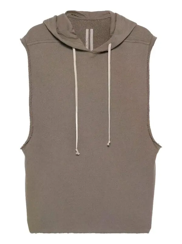 Rick Owens Frayed Hooded Vest - Grey
