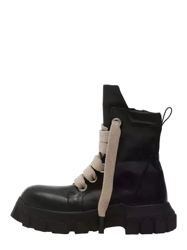 Rick Owens Leather Combat Boots - Black