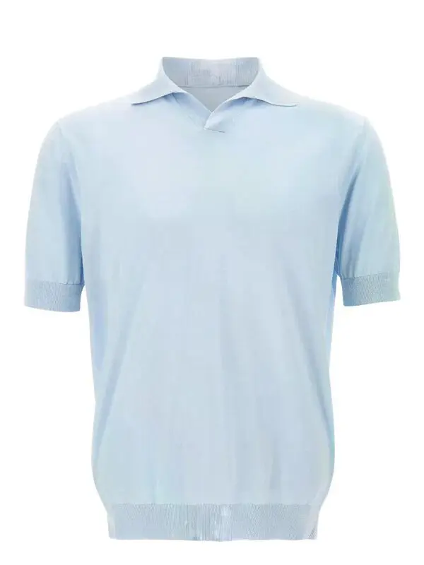 FILIPPO DE LAURENTIIS Buttonless V-neck Polo Shirt - Blue